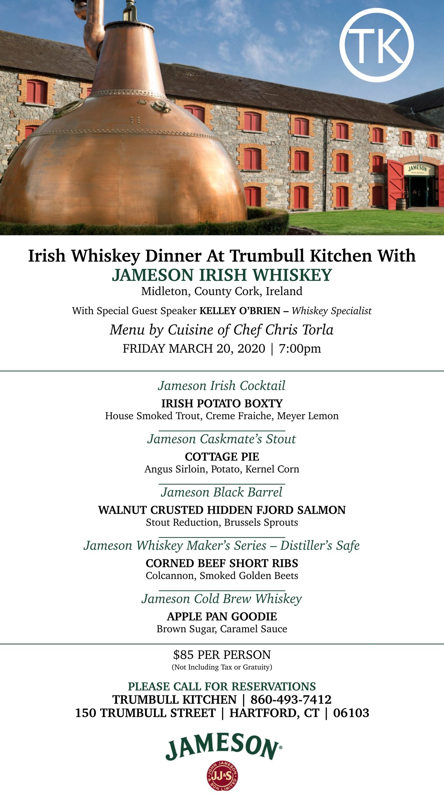 Jameson Whiskey Dinner at TK – Max Blog